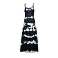 Xiuh Womens Plus Size Tie Dye Pleated Maxi Tank Dress V Neck Sleeveless