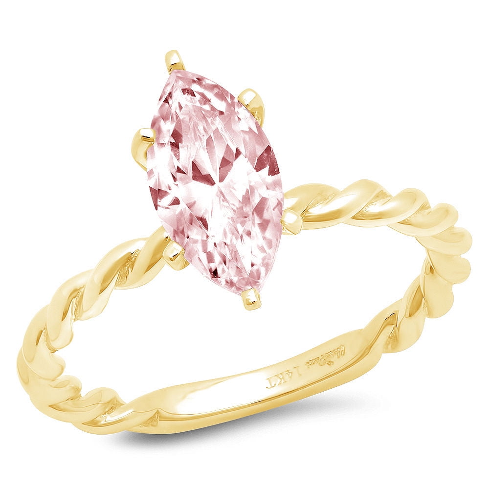 2.0ct marquise cut pink simulated diamond 18k yellow gold anniversary engagement ring size 7 ...