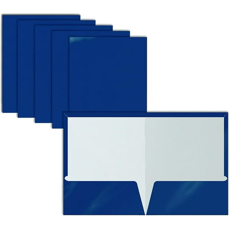 2 Pocket Glossy Laminated Blue Paper Folders, Letter Size, Blue Paper ...
