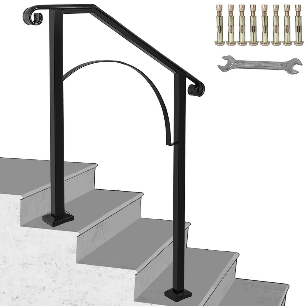 VEVOR Handrail Arch #2 Fits 2 or 3 steps Matte Black Stair Rail Wrought ...