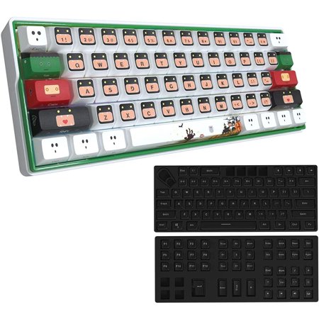 IYEFENG Cow Theme Keyboard Brown Switch + Black PBT Pudding Keycaps ...
