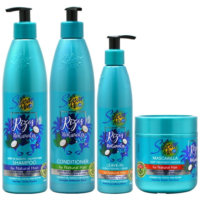 Silicon mix Rizos Naturales Shampoo 16oz + Conditioner 16oz + Leave in ...