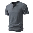 COSFO Solid Mens Shirts Henley Waffle Short Sleeve Summer Classic T ...