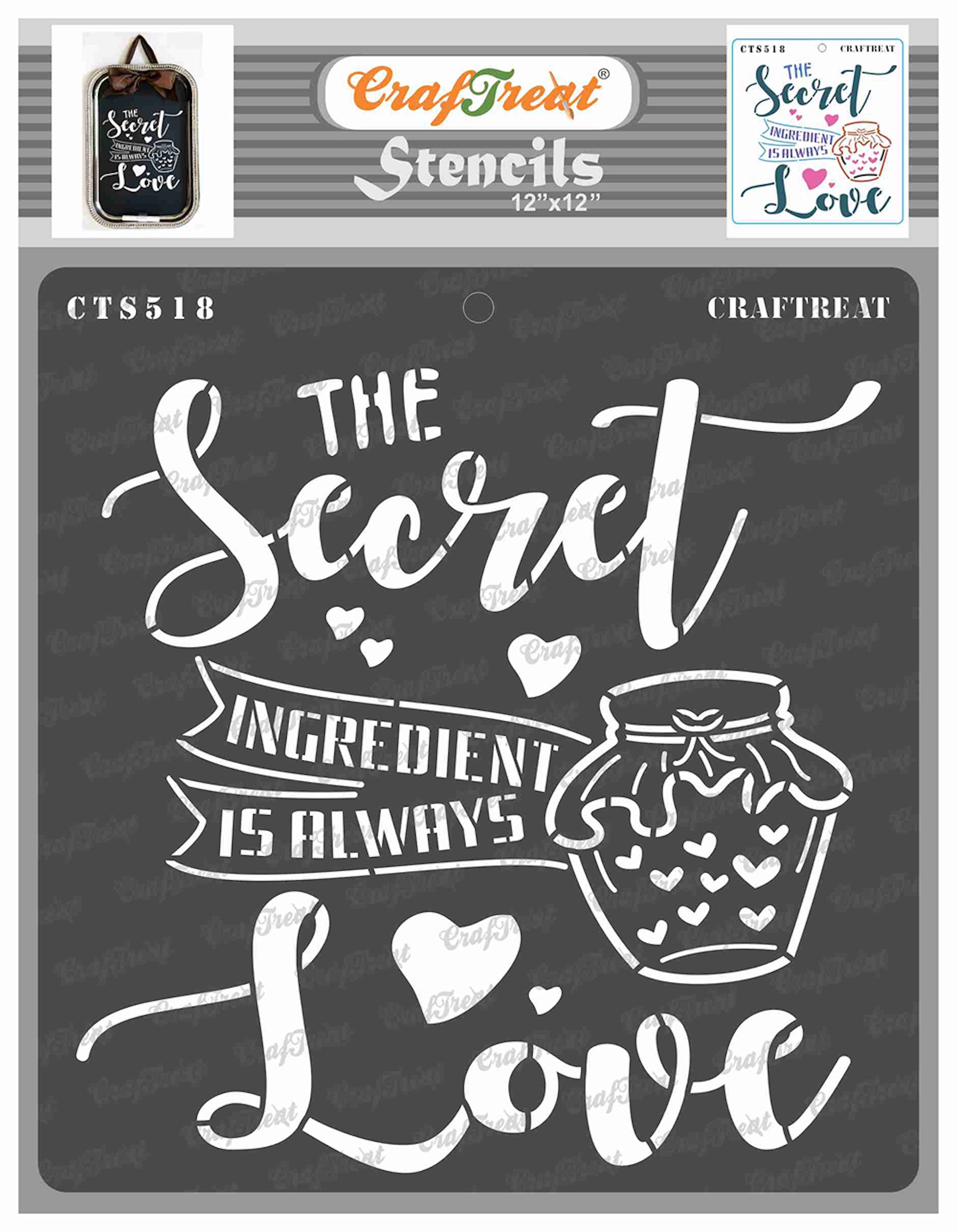 CrafTreat Secret Ingredient Stencil for Painting and Crafting - 12"x12 ...