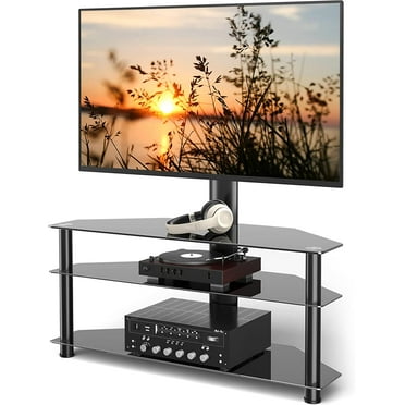 Modish Swivel Mount Corner TV Stand with Adjustable Bracket, 4-Tier ...