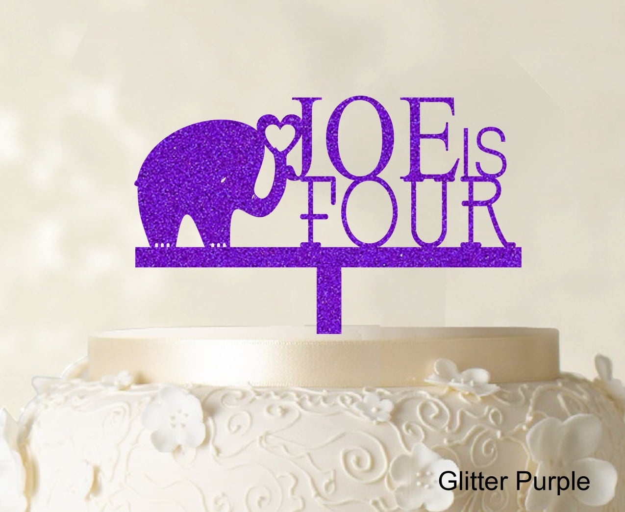 "Kids Birthday Cake Topper Personalized Glitter Purple Cake Topper ...