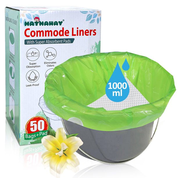 Commode Liners for Bedside Commode with Super Absorbent Pad 50 Pack ...