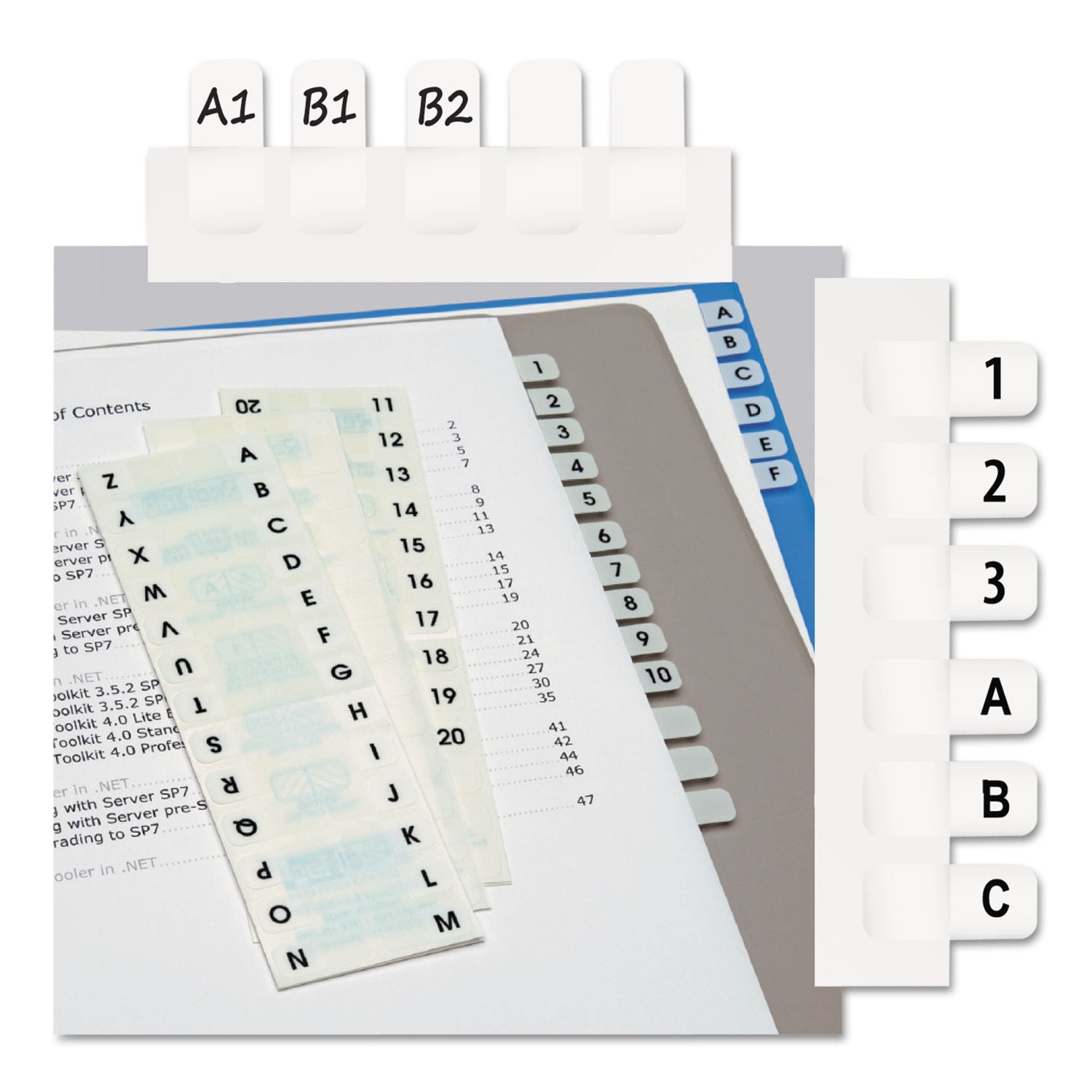 Side-Mount Self-Stick Plastic A-Z Index Tabs, 1 inch, White, 104/Pack ...