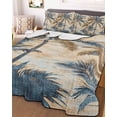 90x96in Quilt Bedding Set, Tropical Coconut Tree Silhouette Lightweight ...