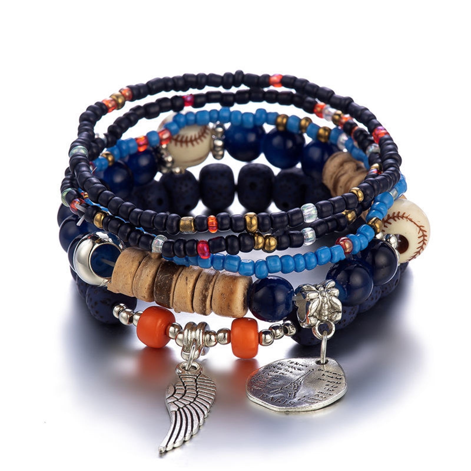 Click here for Sifdseng Stackable Bead Bracelets Ladies Mens Stre... prices