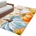 Area Rug for Living Room, Teal Golden-Yellow Pumpkins Fall Non-Slip ...