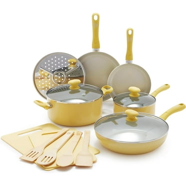 GreenLife Soft Grip Healthy Ceramic Nonstick Yellow Cookware Pots and ...