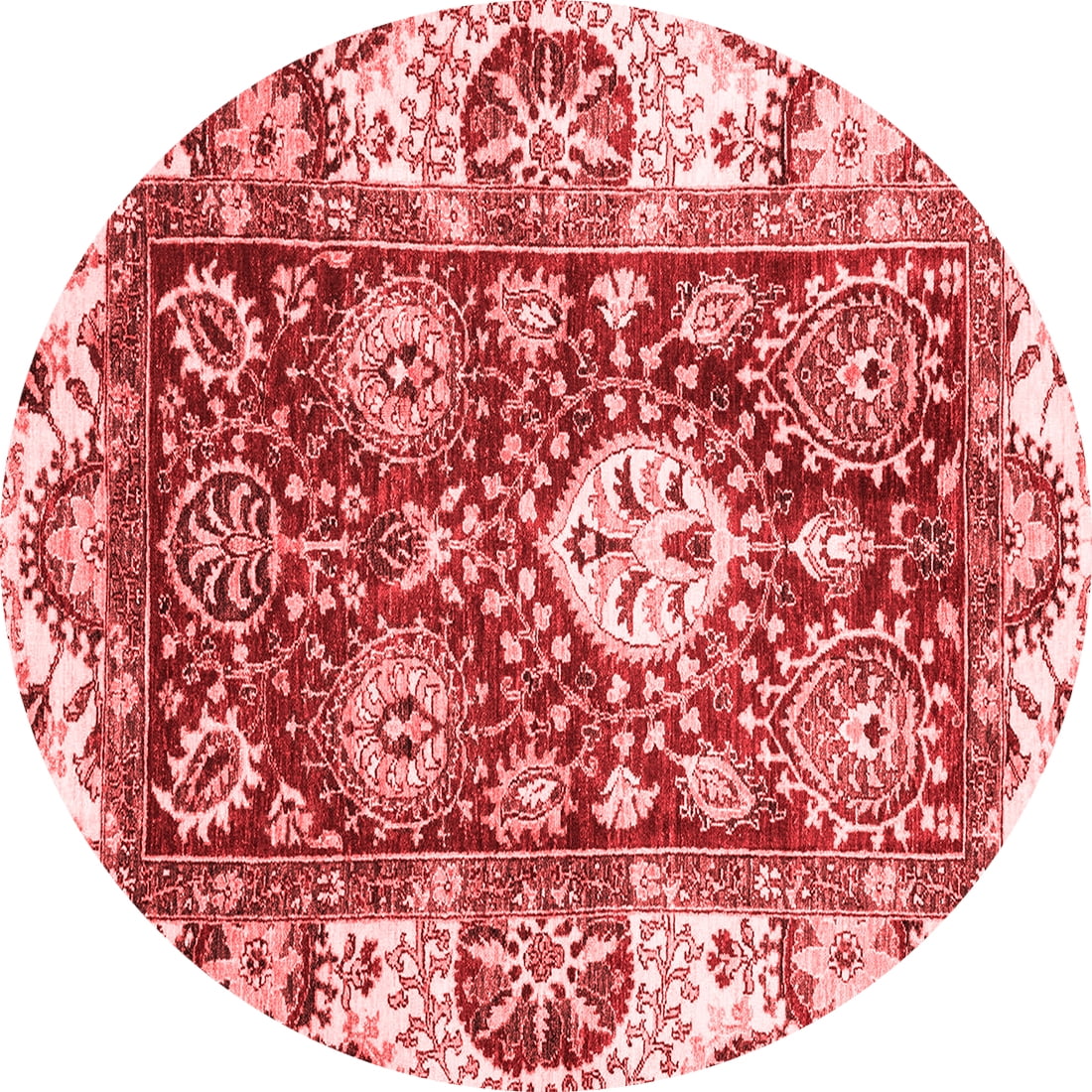 Ahgly Company Machine Washable Indoor Round Abstract Red Modern Area ...