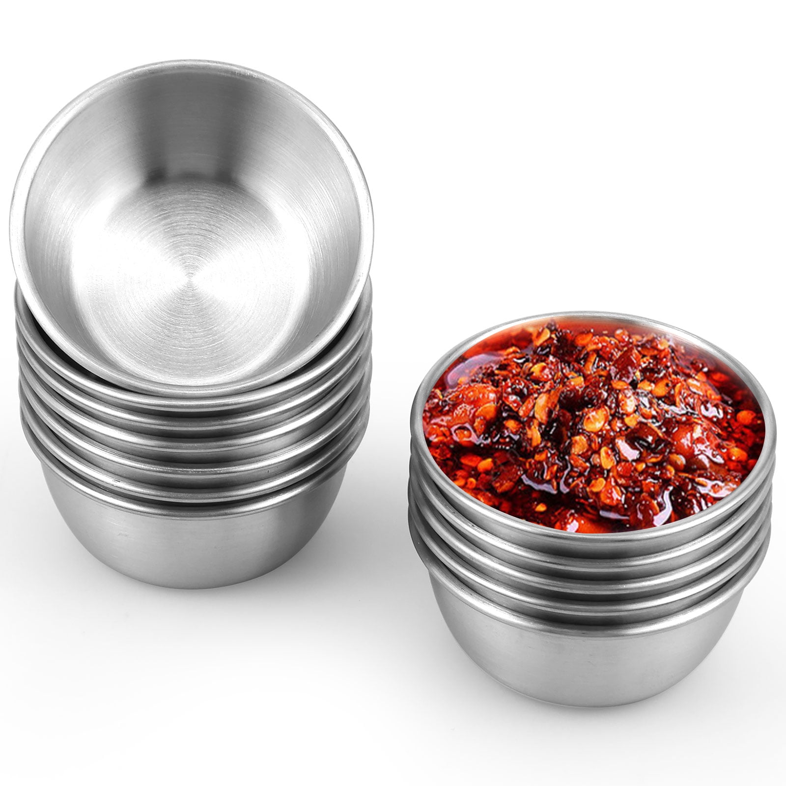Adifare 12 Pcs Stainless Steel Sauce Cups Individual Round Sauce Dishes ...