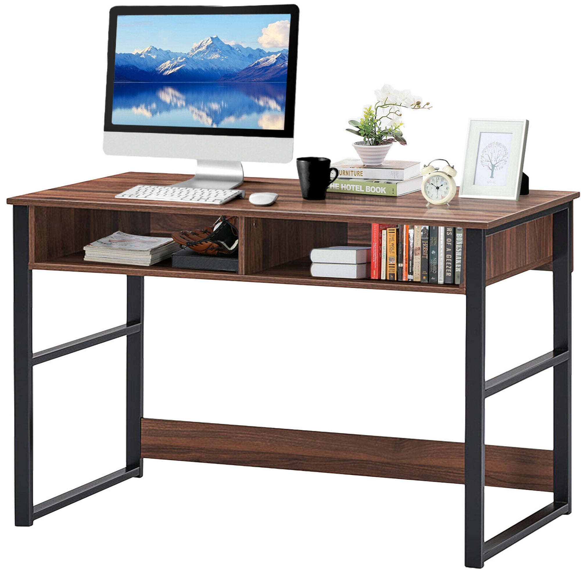 Gymax Home Office Computer Desk 2 Drawers Makeup Vanity Console Table ...