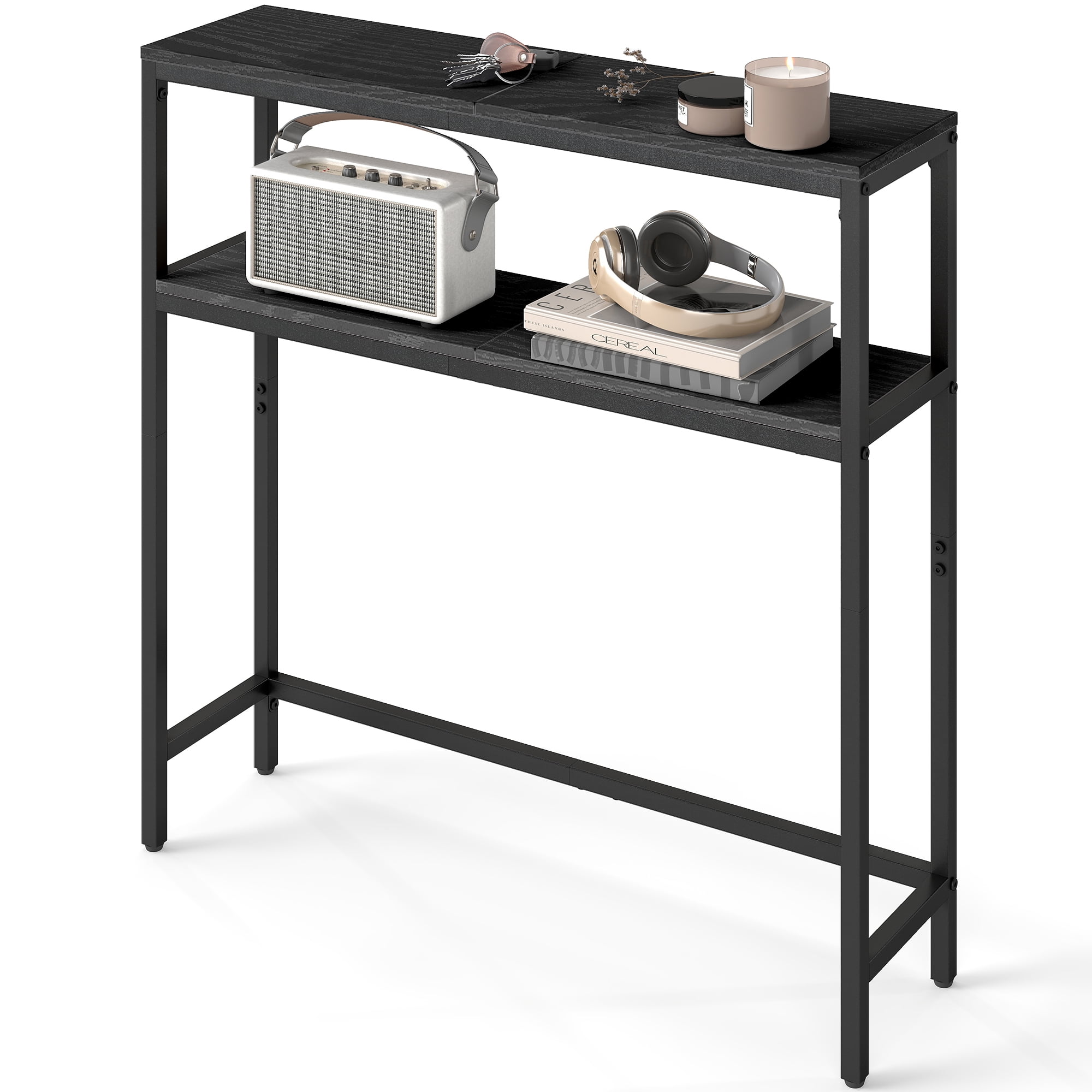 Console Table, 2-Tier Sofa Table, 7.9 x 31.5 x 31.5 inches, Narrow ...