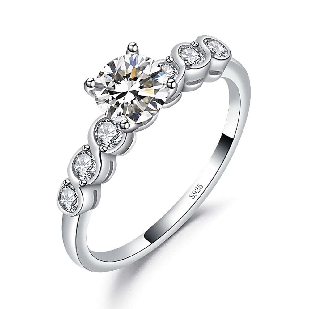 Maggie Engagement Ring Sterling Silver Solitaire Cz Womens Ginger Lyne ...