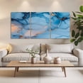 Blue Marble Texture Canvas Wall Art 3 Panels, Abstract Gradient Water ...