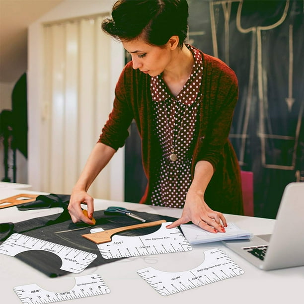 5 Pieces Plastic T-Shirt Ruler Center Design Pattern Alignment Fabric ...