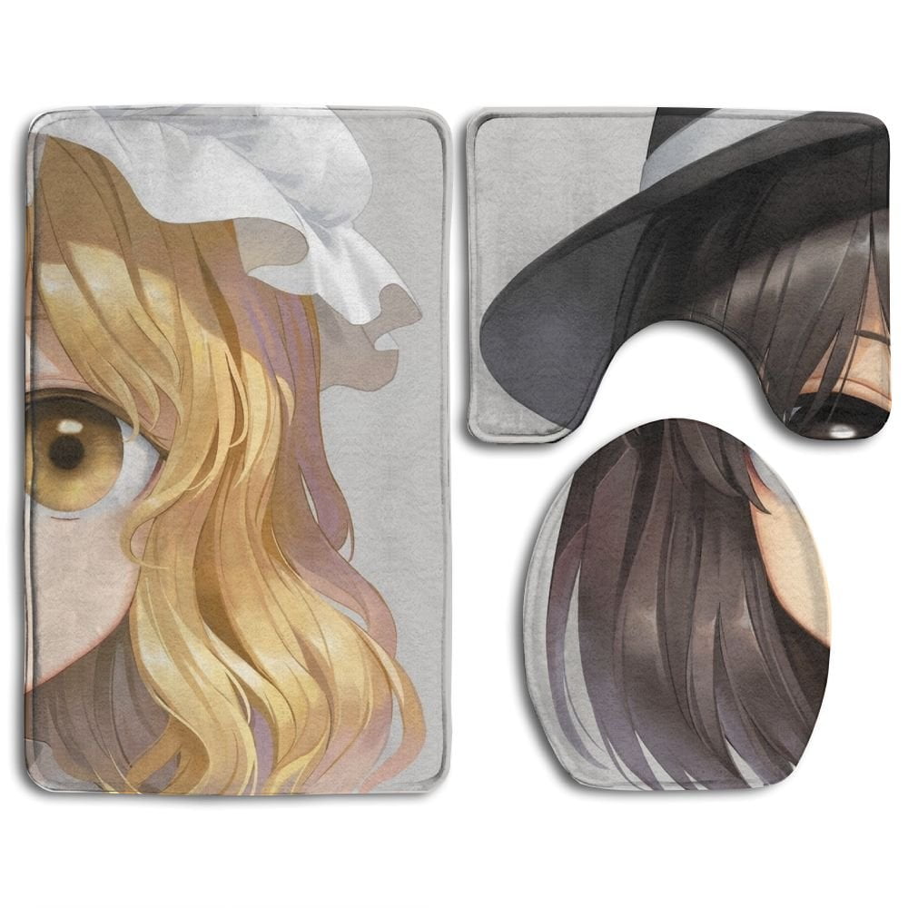 CHAPLLE Anime Girl Cute 3 Piece Bathroom Rugs Set Bath Rug Contour Mat ...