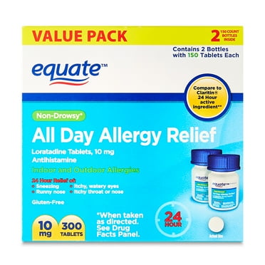Equate Allergy Relief Tablets with Diphenhydramine Hcl 25mg ...