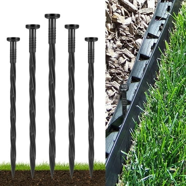 10pk Interlocking Stakes Lawn Border, Cobbled Stone Style Plastic ...