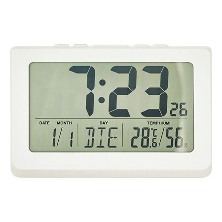 Digital Clock Modern Time Week Date Temperature Humidity Display LCD ...