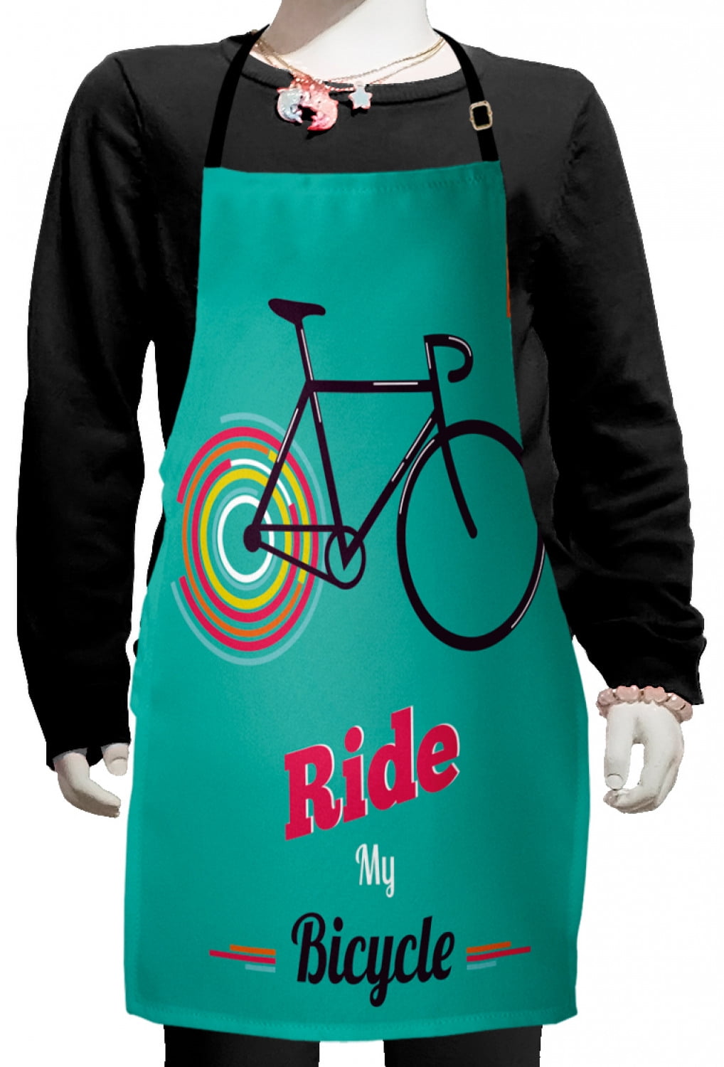 Vintage Kids Apron, Ride My Bicycle Theme Poster Style Retro Bike ...