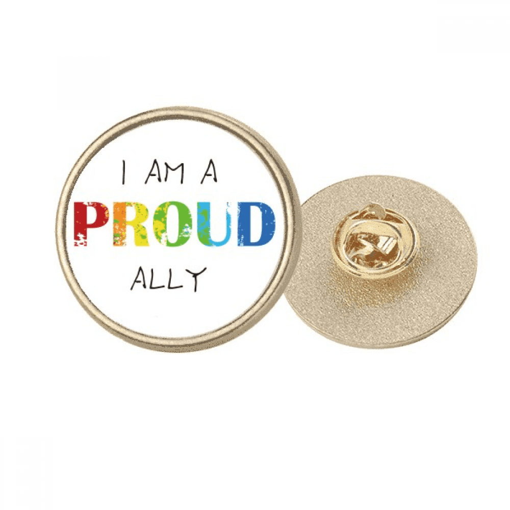Broche de oro metálico circular Aliado de la bandera de arco iris de ...