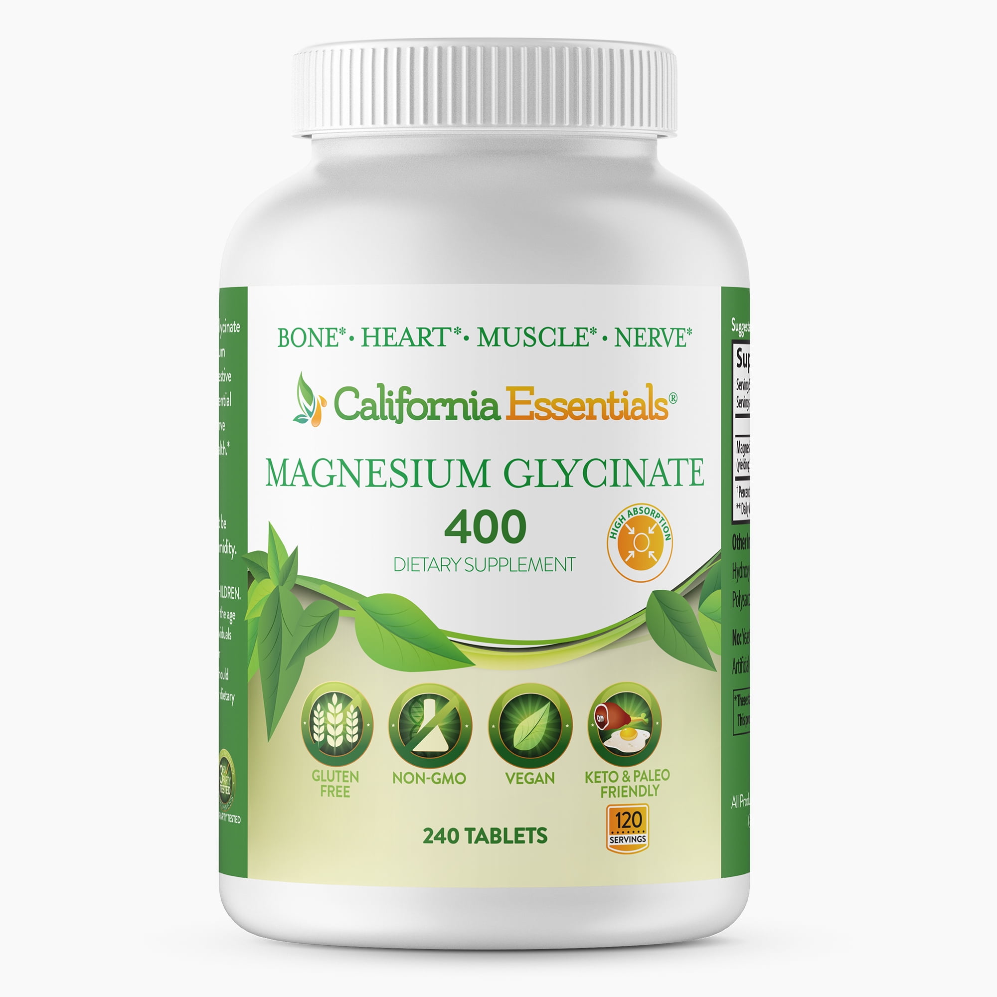 California Essentials Magnesium Glycinate 400mg Bone, Joint Support ...