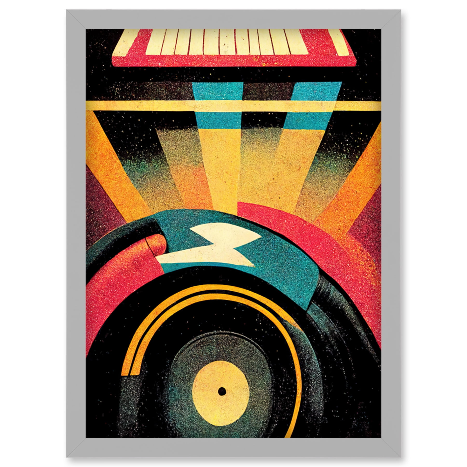 Retro Record Player DJ Decks Turntable Abstract Print Artwork Framed ...