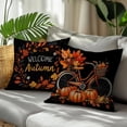 Fall Pumpkin Maple Leaf Bicycle Pillow Covers, 18x18 Set of 4 Autumn Black Background Throw ...