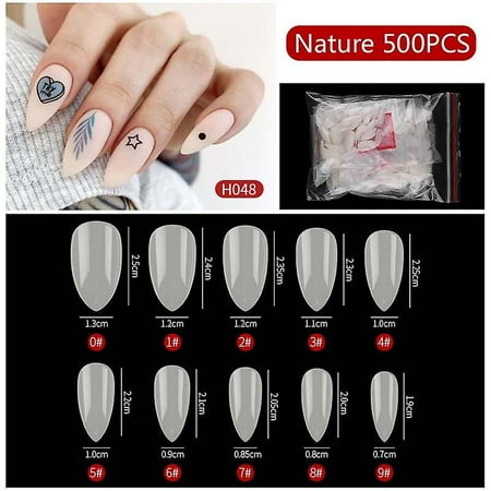 Artificial Snap Button False Nails, 500 Pieces, Long, Transparent ...
