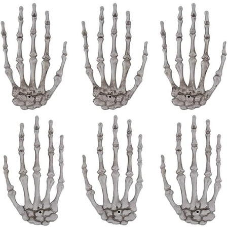 6 Pieces Halloween Skeleton Hands Realistic Plastic Fake Human Hand for ...