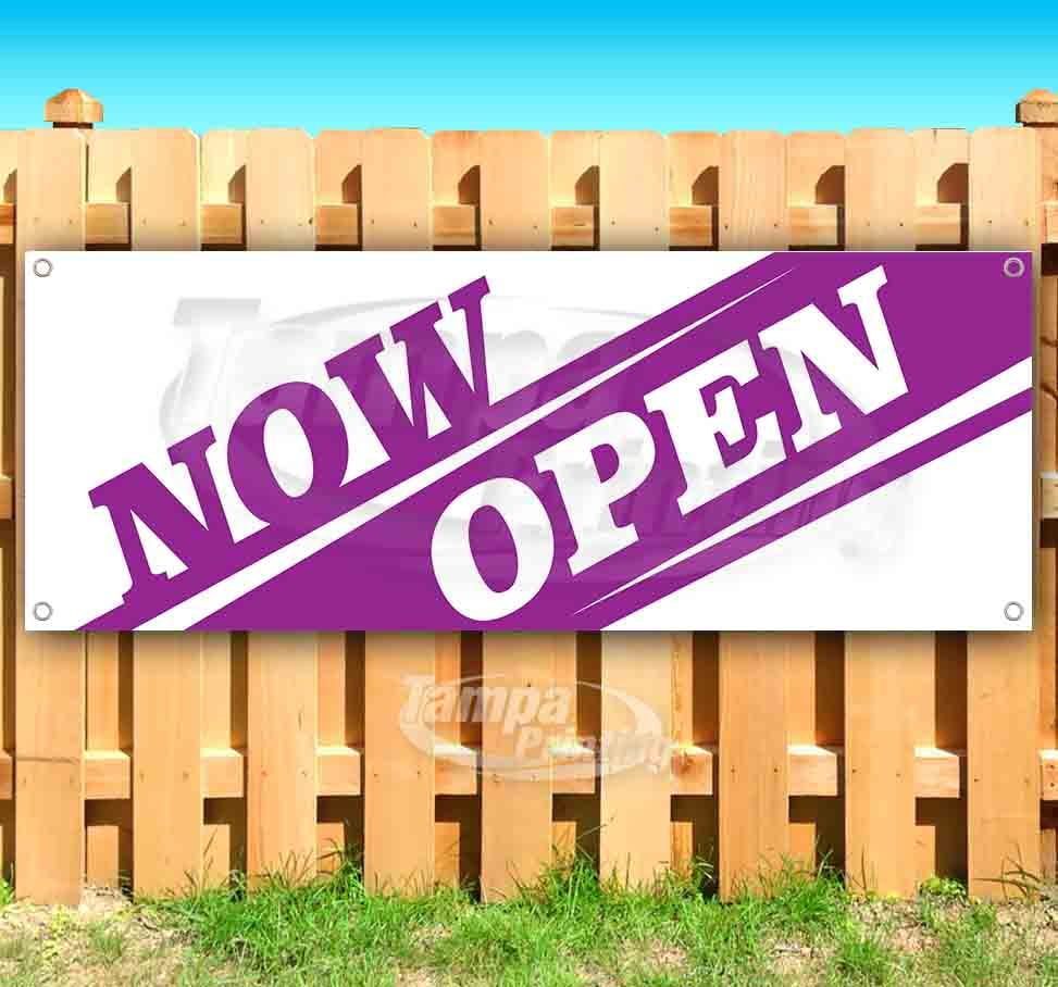 Now Open Slant 13 oz Vinyl Banner With Metal Grommets - Walmart.com