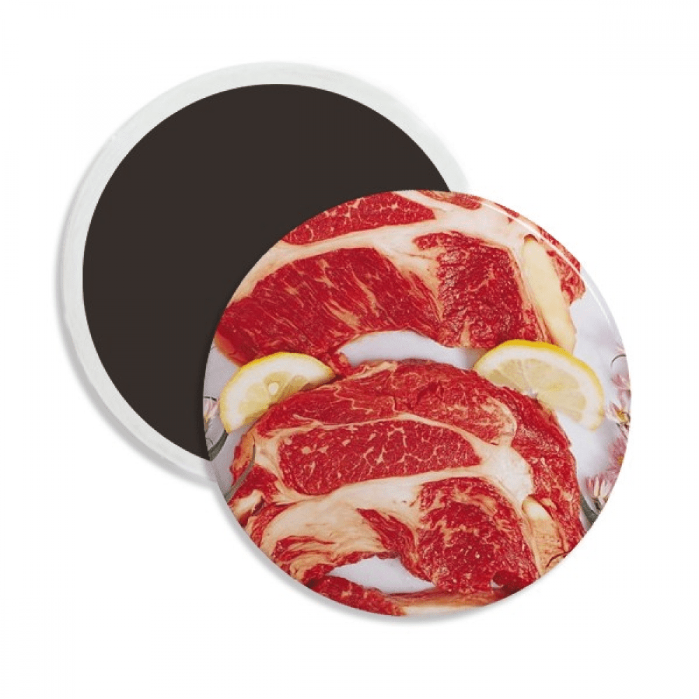 Steak Raw Meat Food Texture Round Ceracs Fridge Magnet Keepsake ...