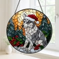 Arctic Dog Snow Scene Stained Glass Style Window Suncatcher Hanging ...