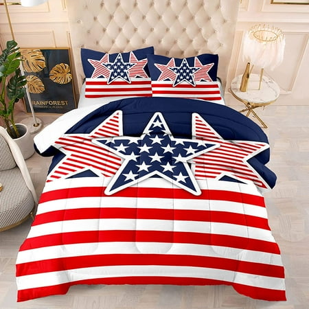 American Flag Comforter Set Full Size 3 Piece Star-Spangled Banner ...
