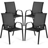 Gymax Set of 2 Patio Chairs Dining Chairs w/ Steel Frame Yard Outdoor ...