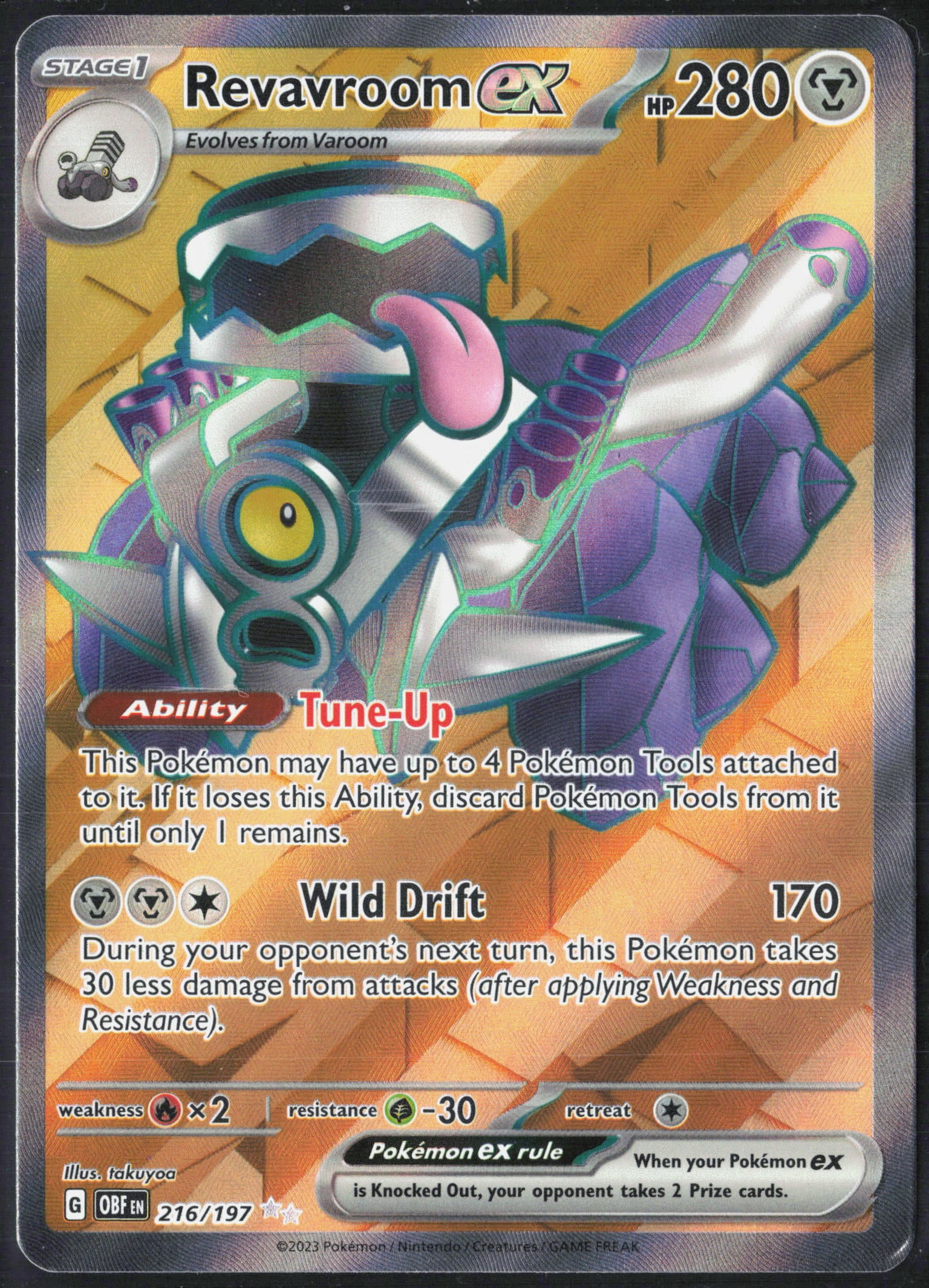 2023 Obsidian Flames Revavroom EX Holo Secret Rare Full Art SAR #216/ ...