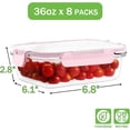 8 Pack 36oz Large Glass Meal Prep Containers with Leak Proof Snap Lock ...