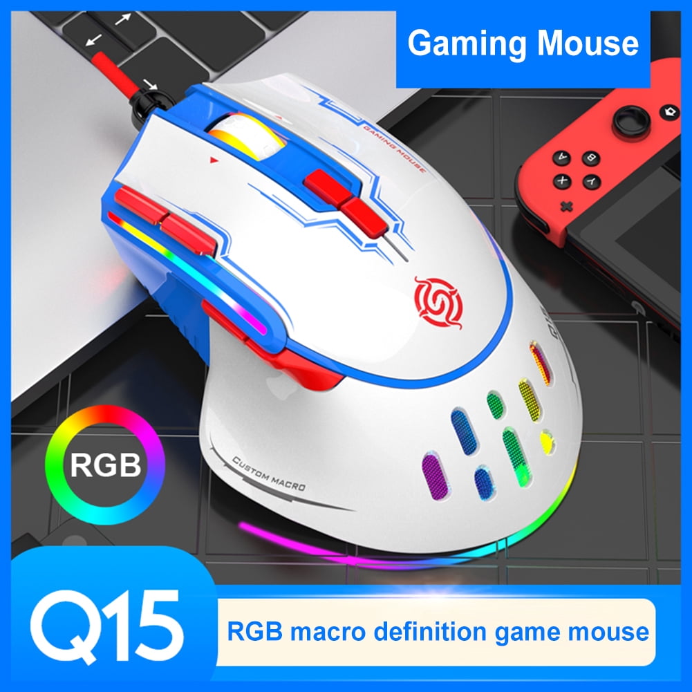 Q15 Mouse Gamer RGB Light Ratón retroiluminado ajustable para ...