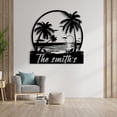 Custom Metal Beach Sign Wall Art Decor, Personalized Metal Palm Tree ...