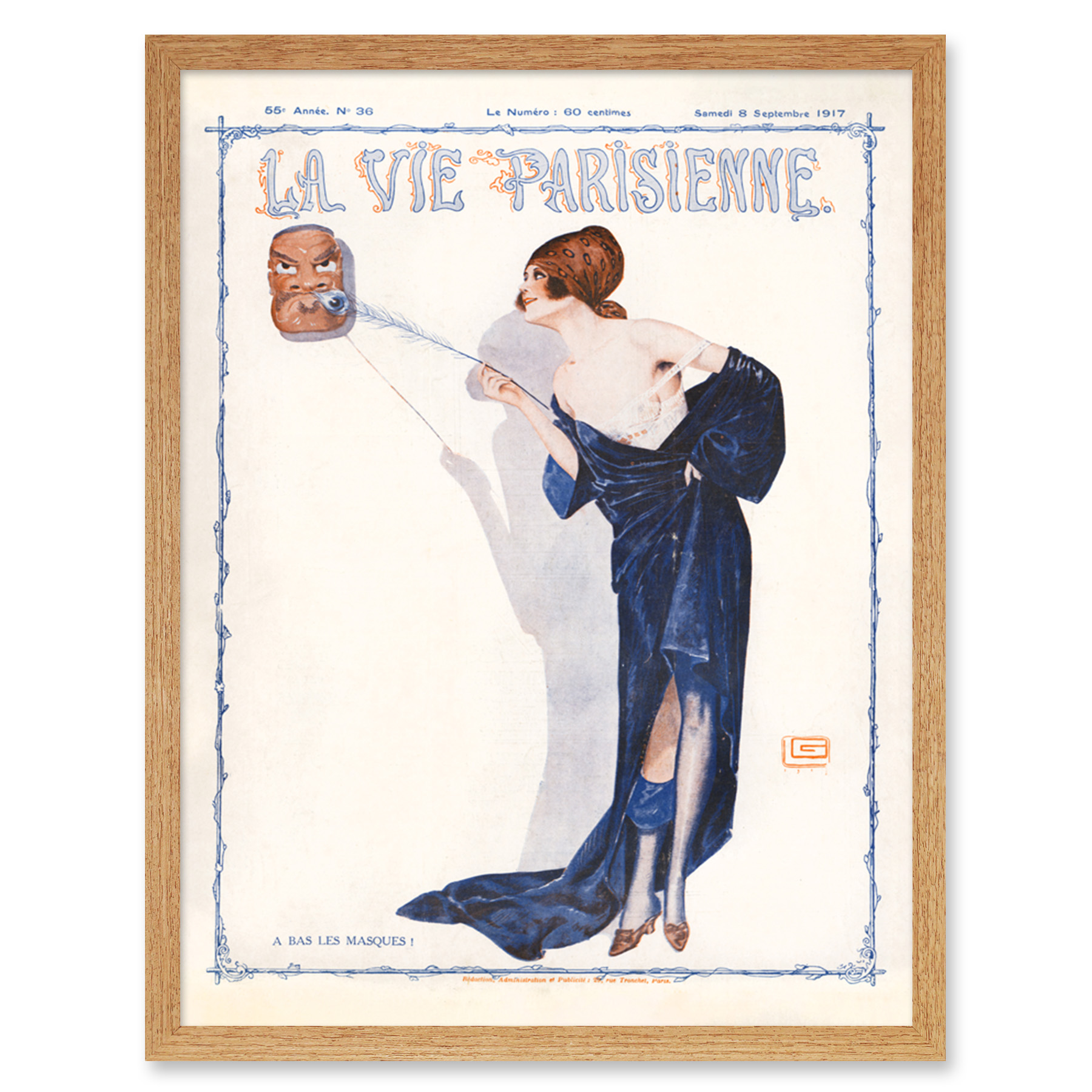 Vintage French Fashion La Vie Parisienne Down Masks Feather Magazine ...