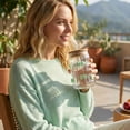 450ml Ribbed Glass Tumbler with Lid and Straw, Reusable Bubble Tea Cup ...