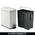 mDesign Small 1.3 Gallon Kitchen Trash Can, Rectangle Metal Step with ...