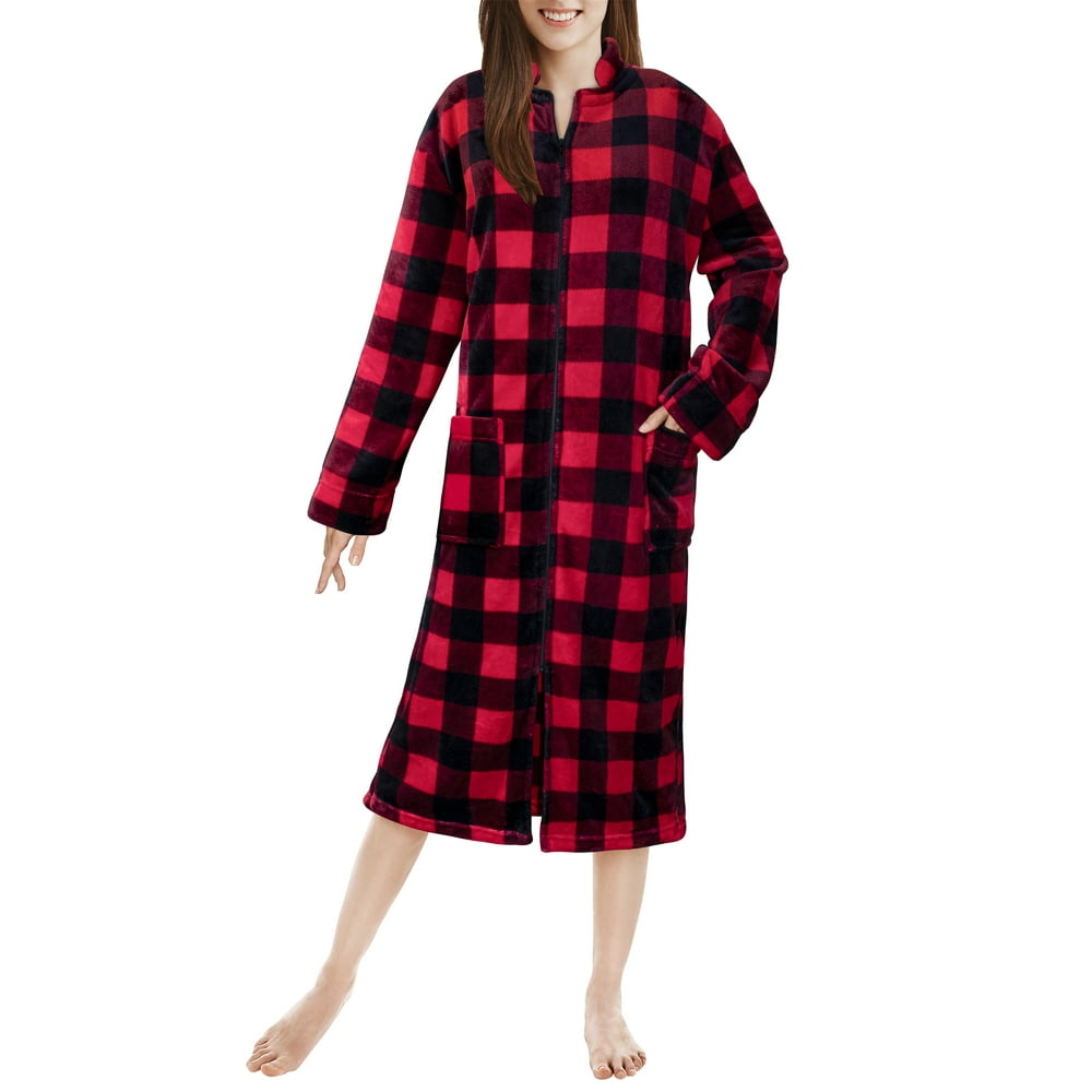 Pavilia - PAVILIA Fleece House Coat Women, Zip Up Robe Lounger, Full ...