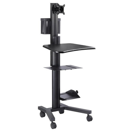 Rolling Height Adjustable Desktop Mobile PC Cart 25x22x69" Monitor ...
