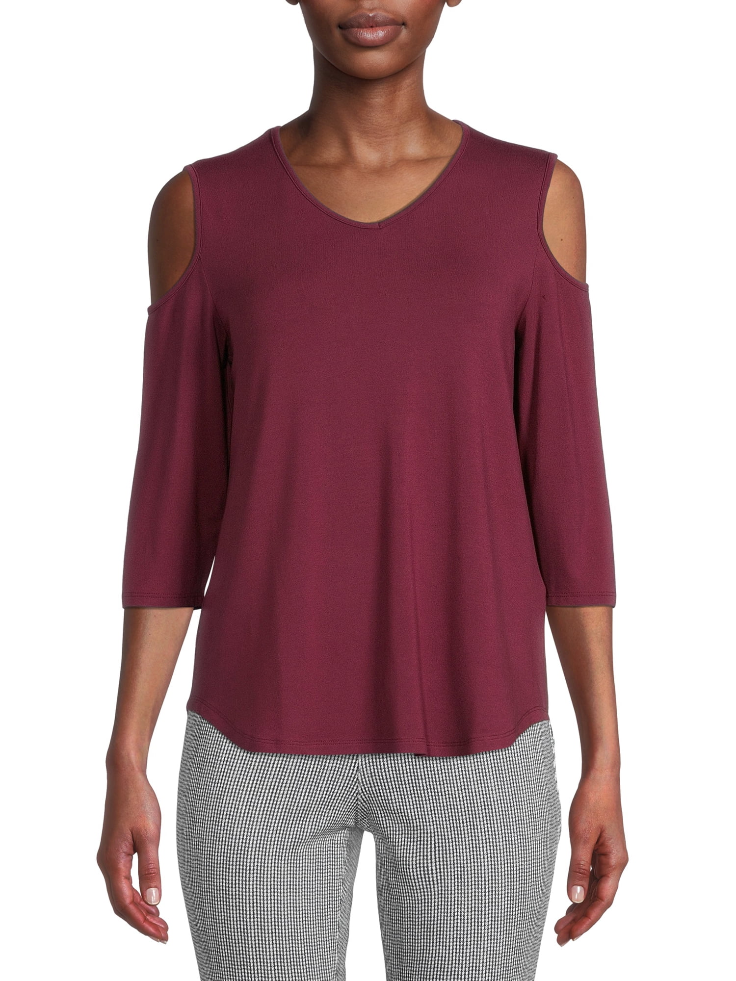 Nine.Eight Women’s Cold Shoulder Blouse - Walmart.com