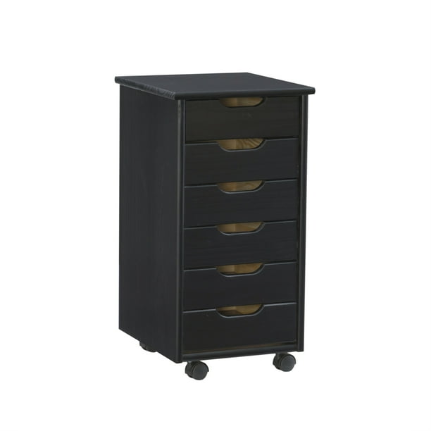 Cary Black Six Drawer Rolling Storage Cart Black - Walmart.com